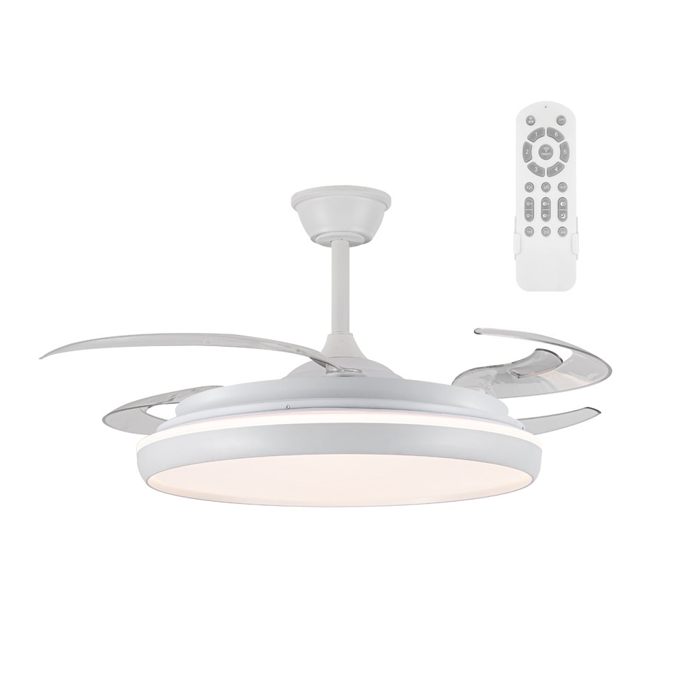 Ventilateur LED pales rétractables Michu CCT Dim (80W) - Wonderlamp.fr