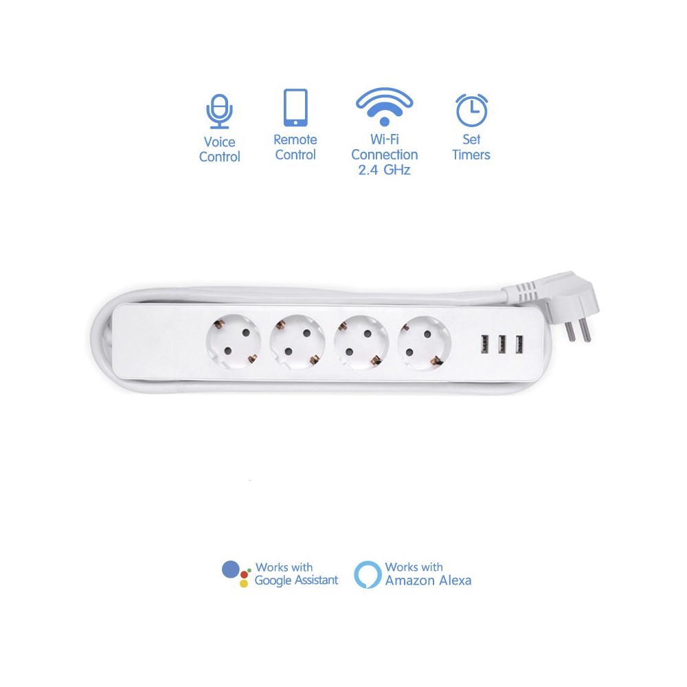 Barrette d'alimentation Smart WiFi (4 prises + 3 USB) - Smart Lighting ...