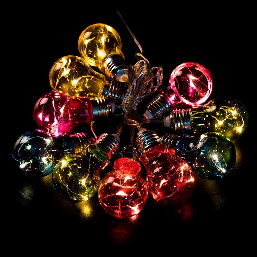Guirlande avec 20 ampoules LED colorées. Batterie.